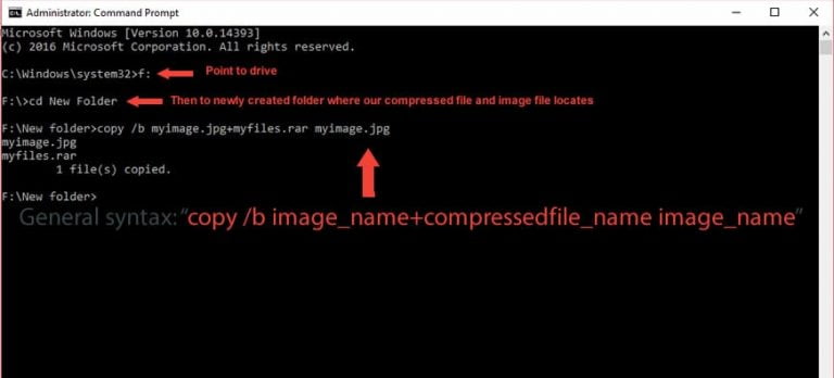 Securely Send Essential Data Over Internet By Hiding Files In An Image Using CMD