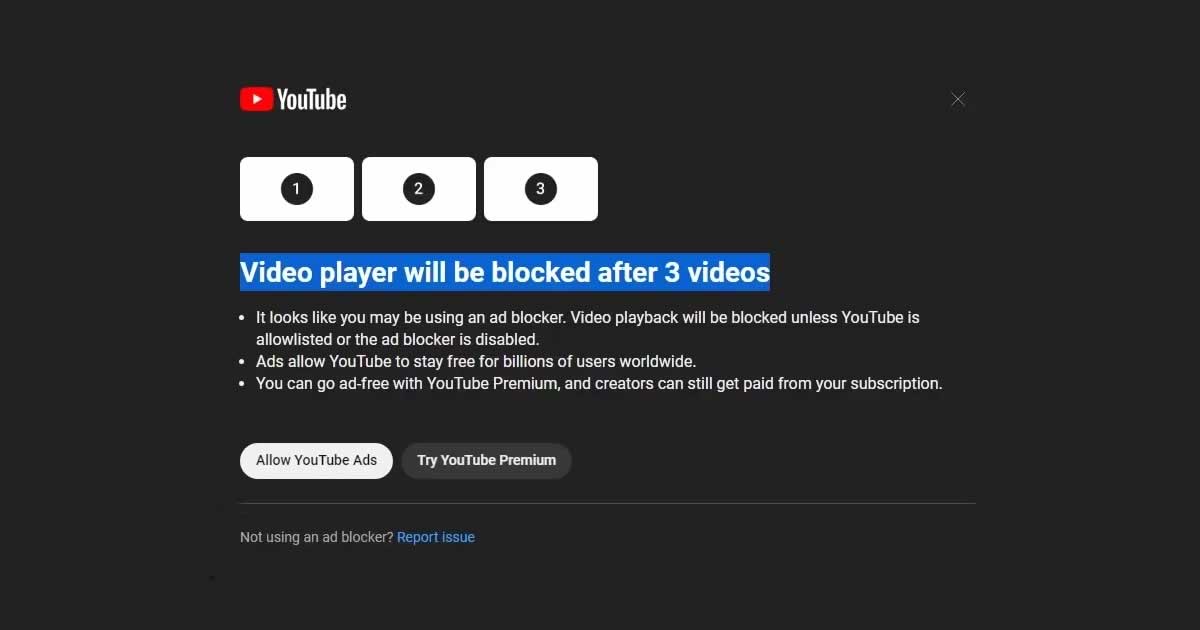 YouTube is Planning to Restrict AdBlock Users to Watch Only Three Videos